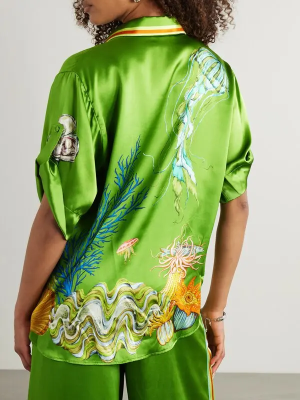 ALEMAIS Sam Pauletto Aquatica Printed Silk-satin Shirt