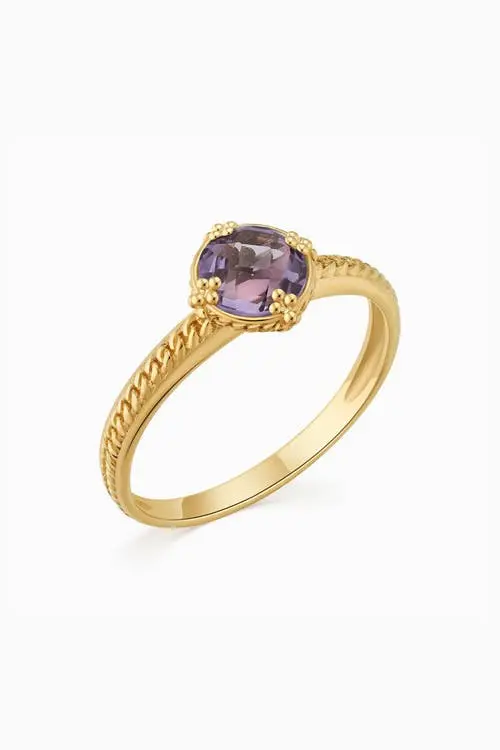 ORADINA 14k Gold Gemstone Ring - Yellow Gold - Amethyst