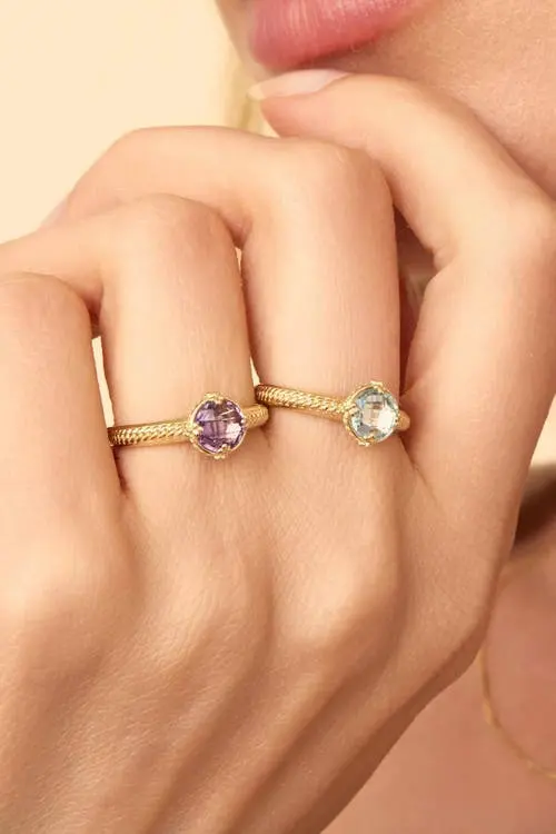 ORADINA 14k Gold Gemstone Ring - Yellow Gold - Amethyst