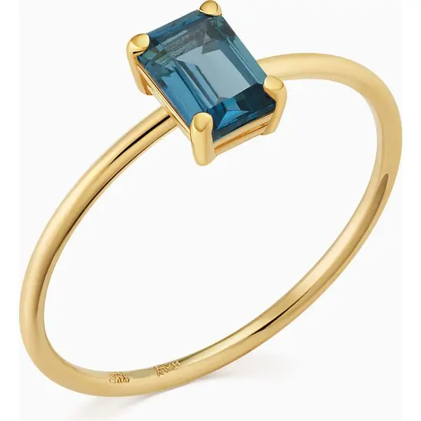 ORADINA 14k Gold Gemstone Ring - Yellow Gold - Blue Topaz