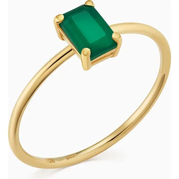 ORADINA 14k Gold Gemstone Ring - Yellow Gold - Green Agate