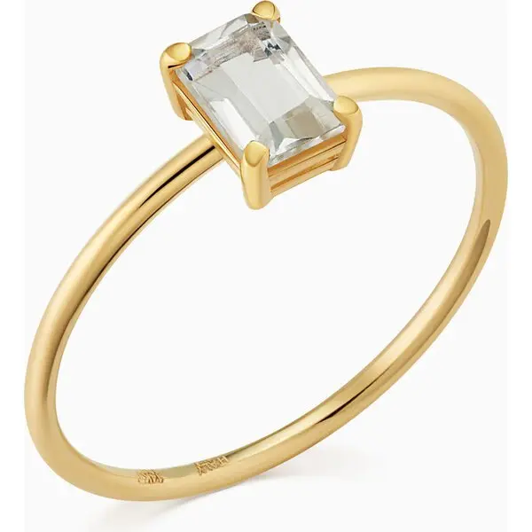 ORADINA 14k Gold Gemstone Ring - Yellow Gold - White Topaz