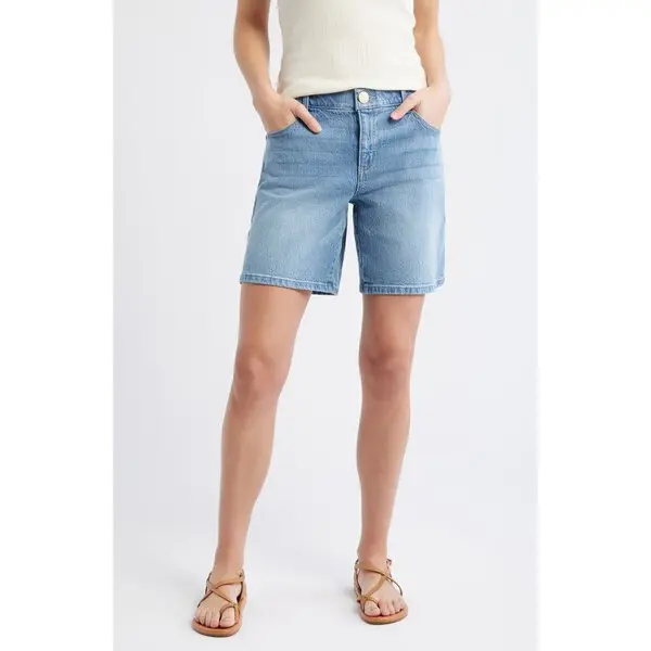 Wit & Wisdom High Waist Relaxed Denim Shorts - Light Blue