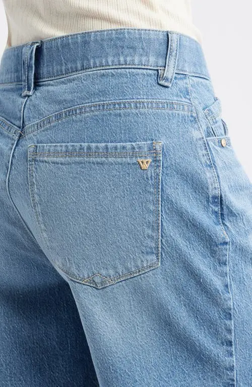 Wit & Wisdom High Waist Relaxed Denim Shorts - Light Blue