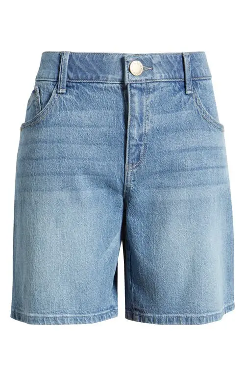 Wit & Wisdom High Waist Relaxed Denim Shorts - Light Blue