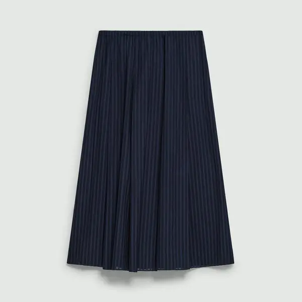 Theory Pleated A-line Midi Skirt - Nocturne Navy