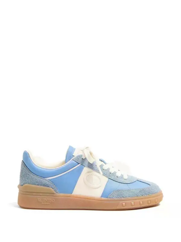 Valentino Garavani Upvillage Sneakers In Crust Leather With Nappa Calfskin Leather Band - Blue