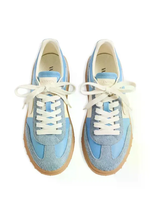 Valentino Garavani Upvillage Sneakers In Crust Leather With Nappa Calfskin Leather Band - Blue