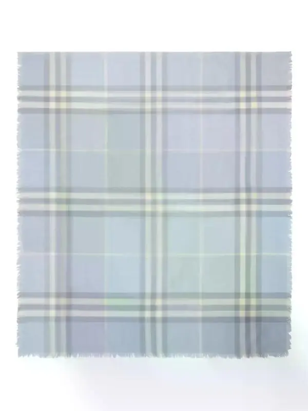 Burberry Checked Wool Scarf - Blue