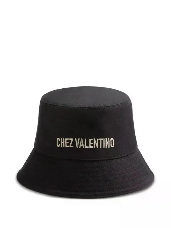 Valentino Garavani Cotton Bucket Hat With Embroidery - Black