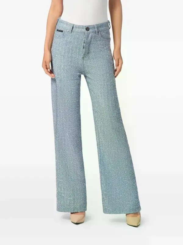 Philipp Plein Tweed Wide-leg Jeans