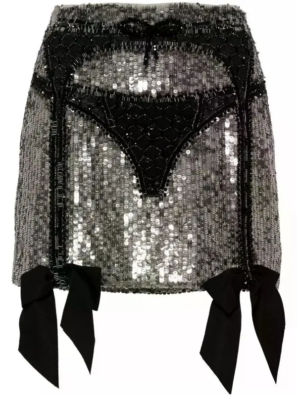 WIEDERHOEFT Beaded Sequinned Miniskirt