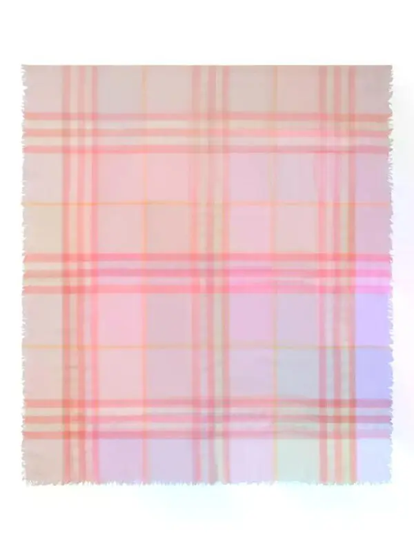 Burberry Checked Wool Scarf - Pink