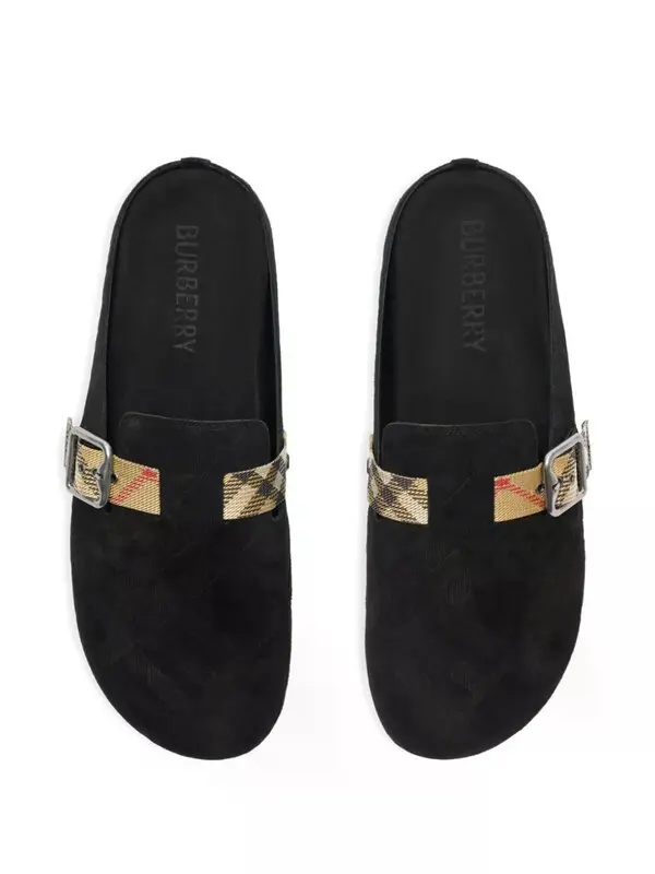 Burberry Suede Clogs - Black
