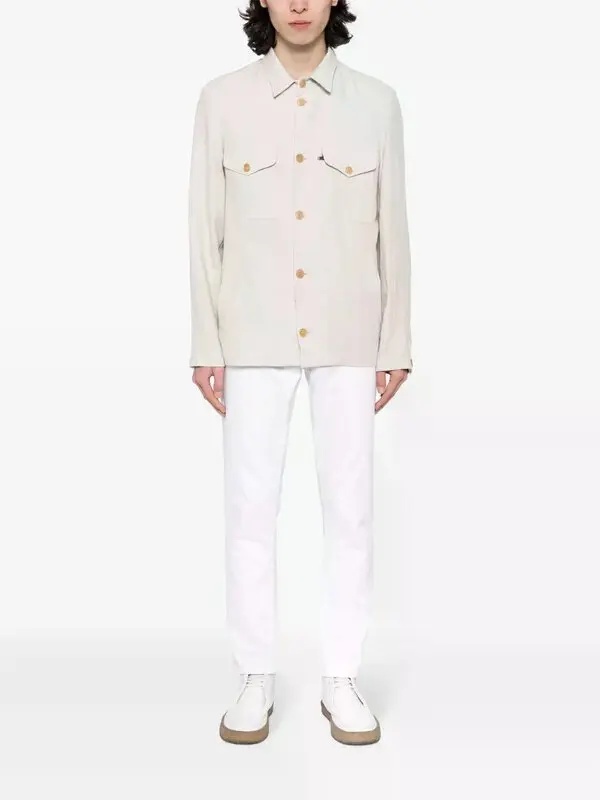 Luciano Barbera Button-up Linen Shirt Jacket