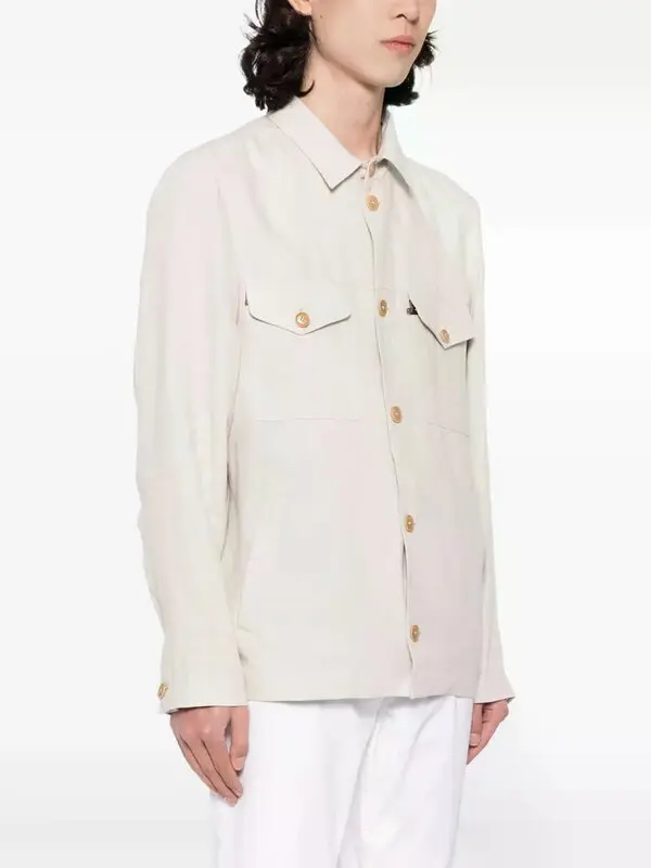 Luciano Barbera Button-up Linen Shirt Jacket