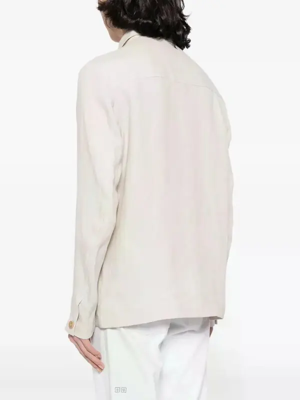 Luciano Barbera Button-up Linen Shirt Jacket