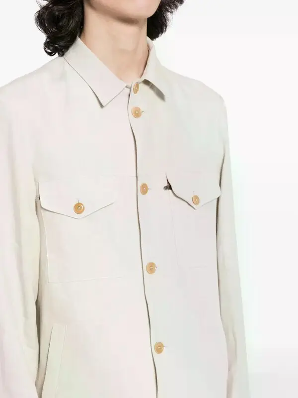 Luciano Barbera Button-up Linen Shirt Jacket