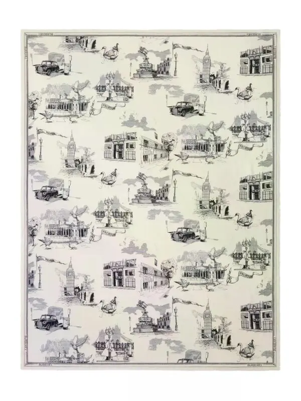Burberry London Landmarks Wool Silk Scarf - Neutrals