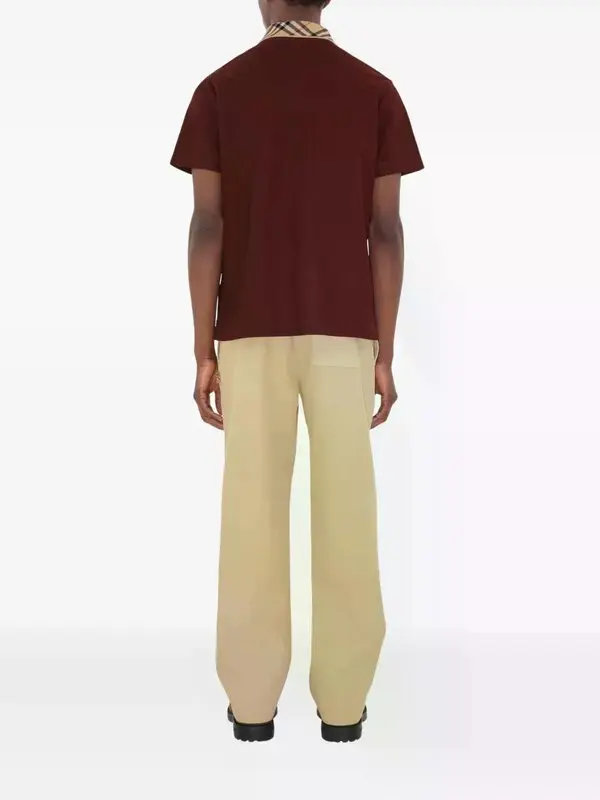 Burberry Check-collar Cotton Polo Shirt - Red