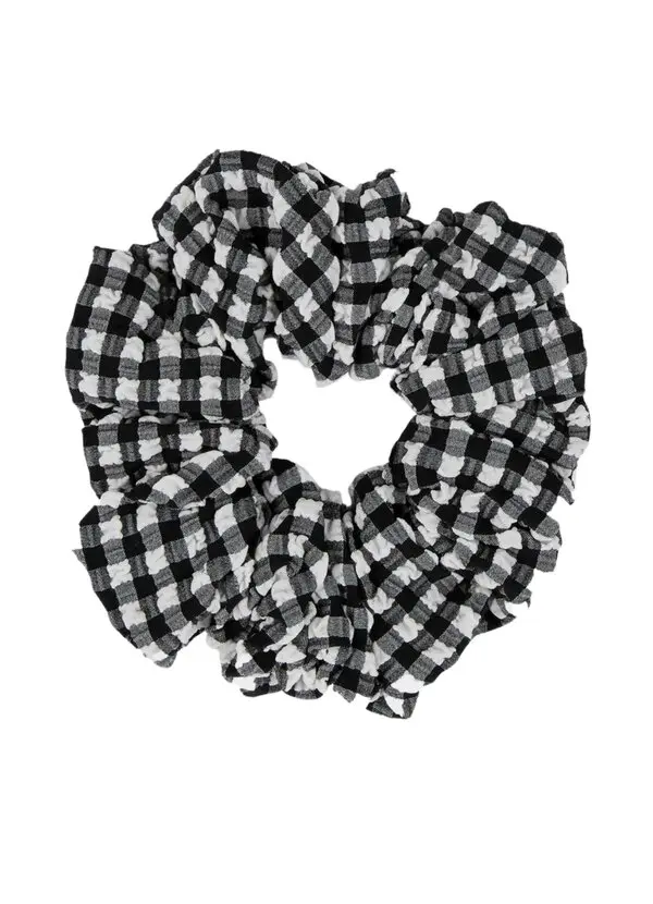 Hunza G Gingham Seersucker Scrunchie - Black Gingham
