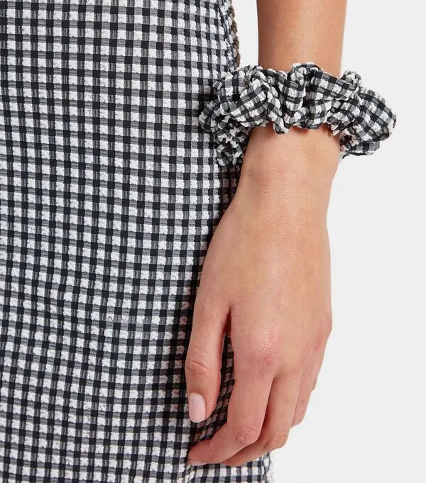 Hunza G Gingham Seersucker Scrunchie - Black Gingham