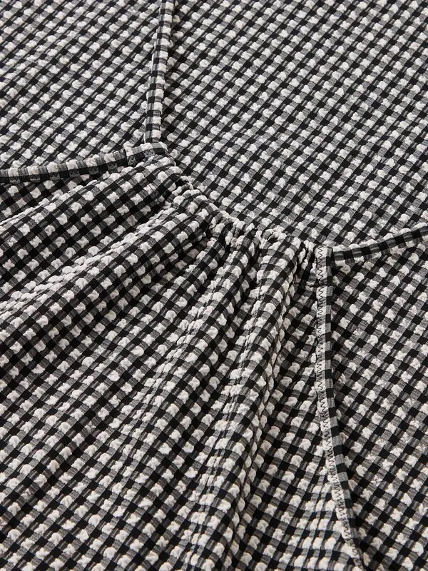 Hunza G Gingham Seersucker Mini Dress - Black Gingham