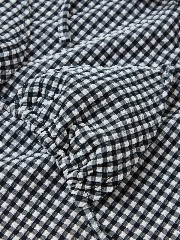 Hunza G Gingham Seersucker Sabrina Bikini - Black Gingham