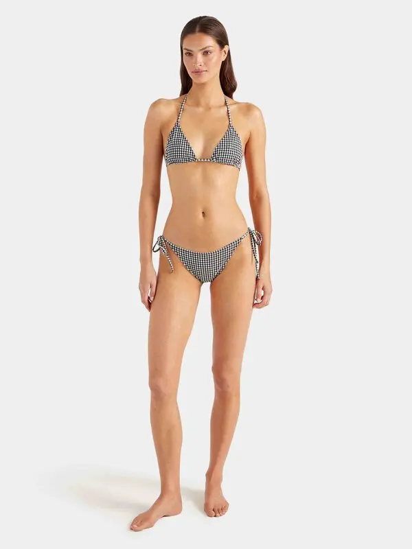 Hunza G Gingham Seersucker Sabrina Bikini - Gingham Black