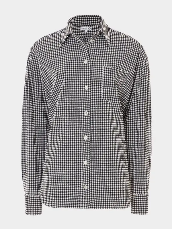 Hunza G Gingham Seersucker Shirt - Gingham Black