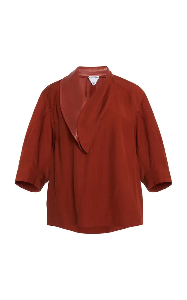 Bottega Veneta Leather-trimmed Linen-blend Shirt