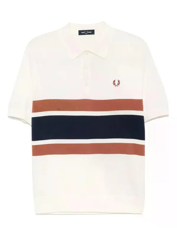 Fred Perry Panelled Knitted Polo Shirt - Neutrals