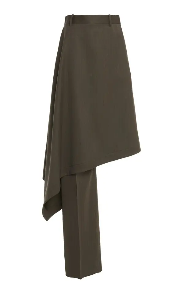 Bottega Veneta Wool Chevron Asymmetric Pantaskirt