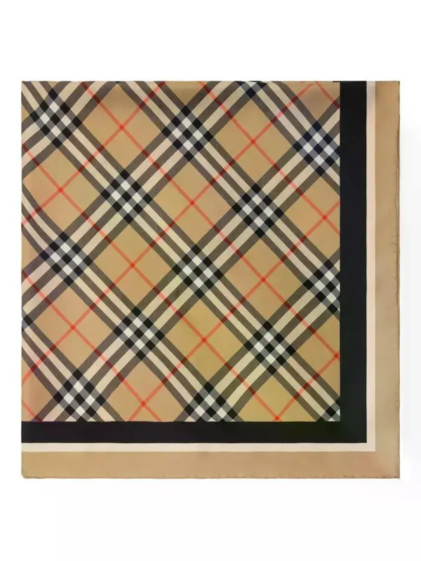 Burberry Check Silk Scarf - Brown