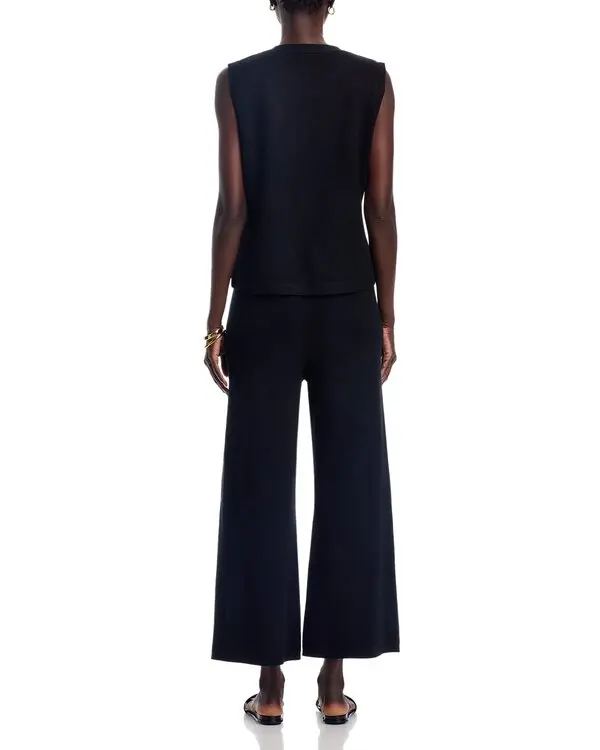 SIONI Sweater Vest And Wide Leg Pants Set - Black