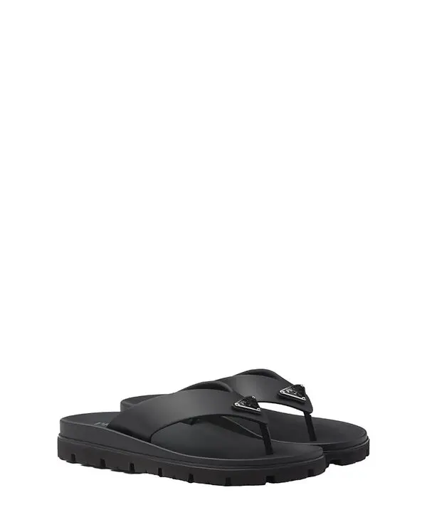 Prada Rubber Thong Sandals - Black