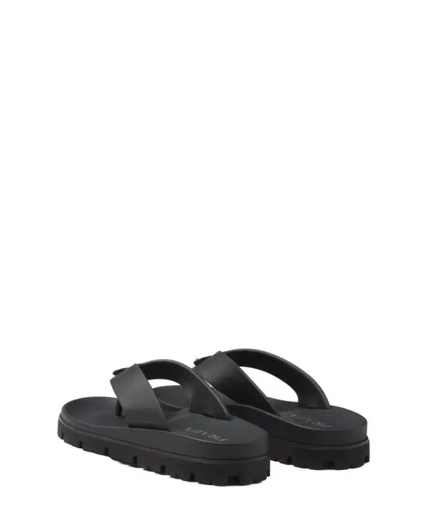 Prada Rubber Thong Sandals - Black