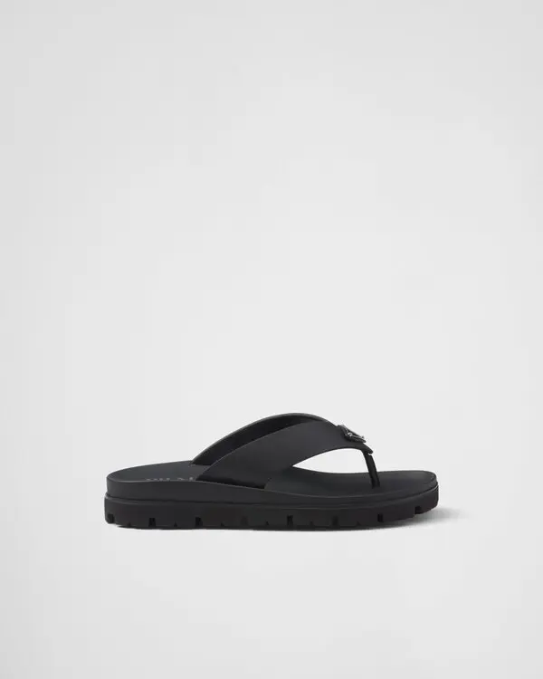 Prada Rubber Thong Sandals - Matte Black