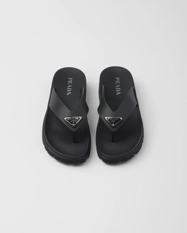 Prada Rubber Thong Sandals - Matte Black