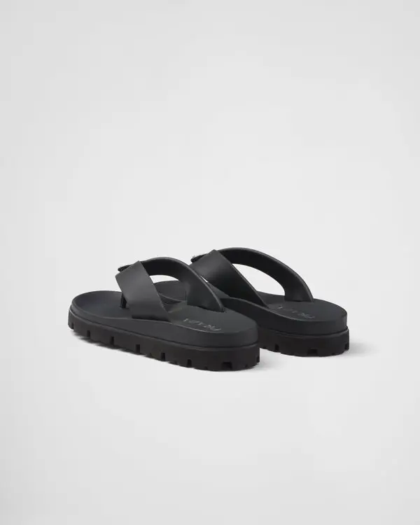 Prada Rubber Thong Sandals - Matte Black