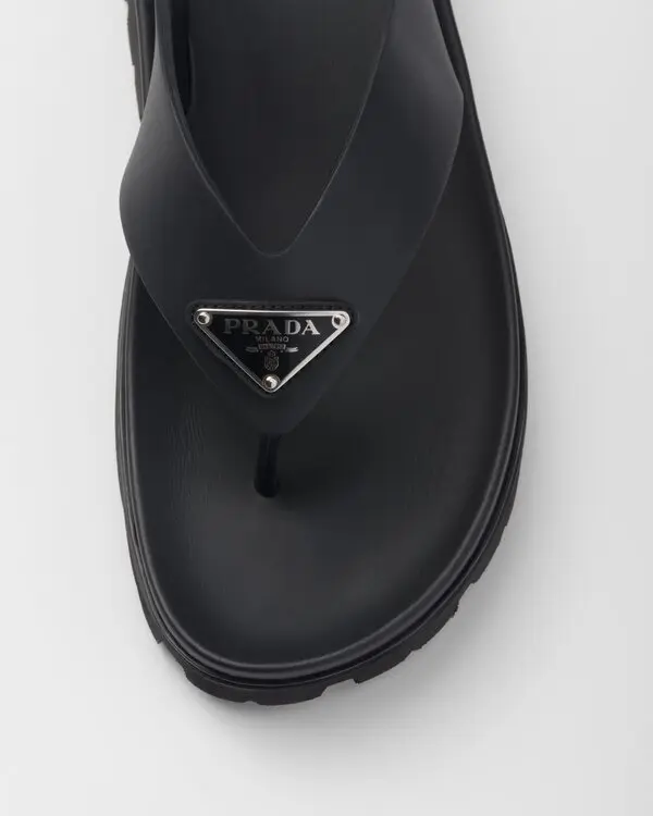 Prada Rubber Thong Sandals - Matte Black