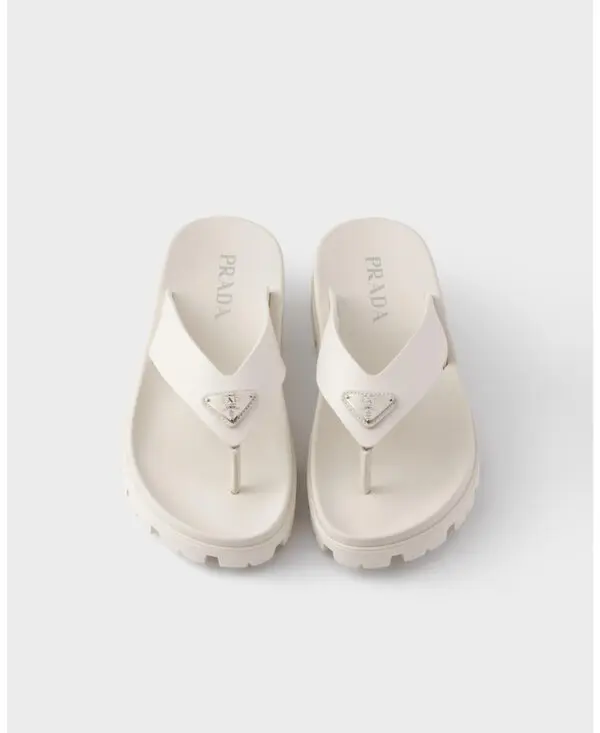 Prada Rubber Thong Sandals - Neutral