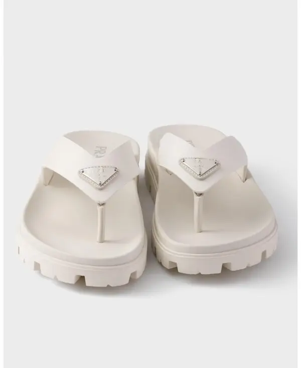 Prada Rubber Thong Sandals - Neutral