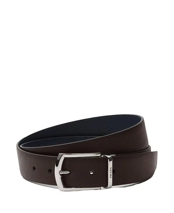 Prada Reversible Saffiano Leather Belt - Brown