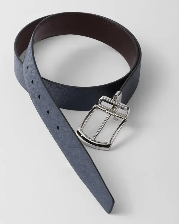 Prada Reversible Saffiano Leather Belt - Brown