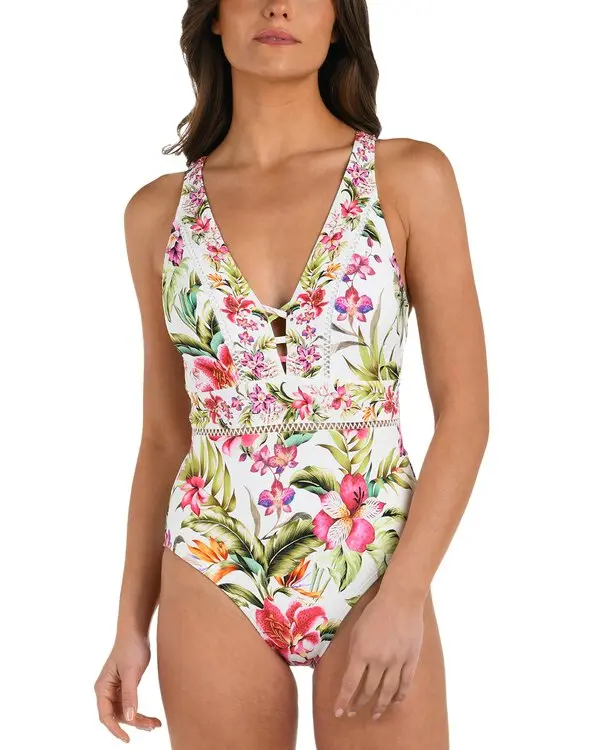 La Blanca Polynesian Plunge One Piece Swimsuit