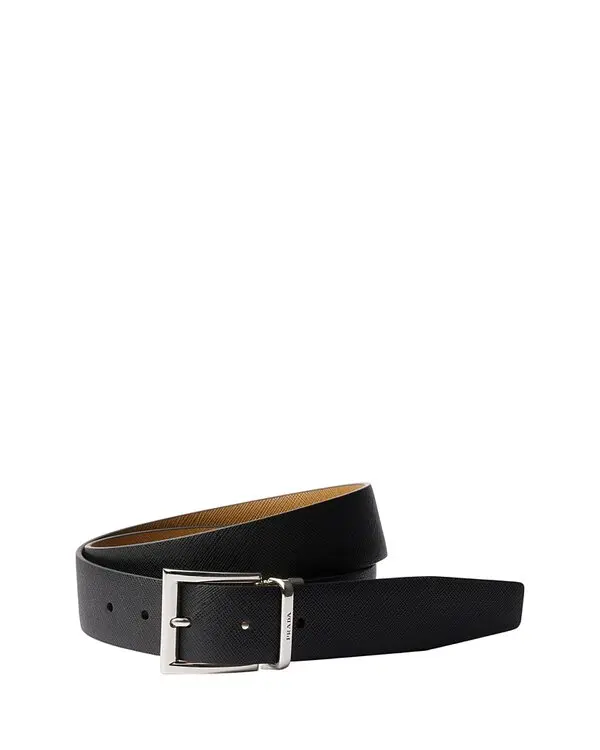 Prada Saffiano Leather Reversible Belt - Black