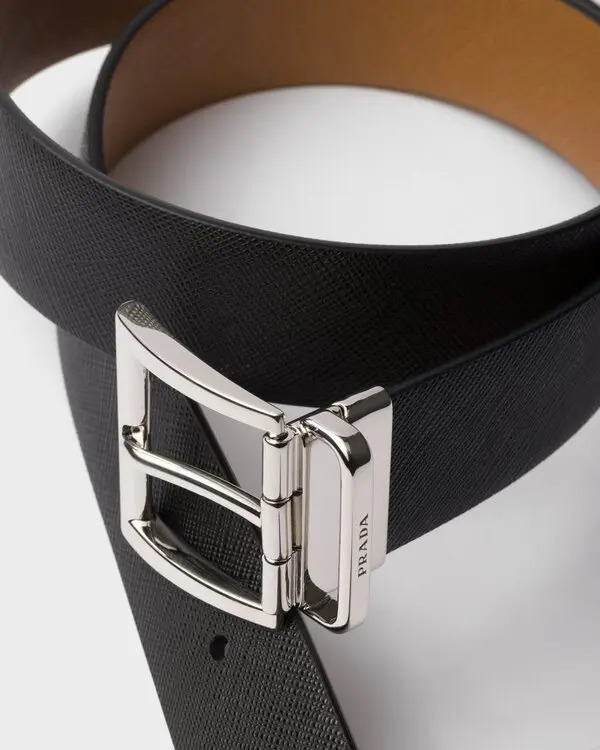 Prada Saffiano Leather Reversible Belt - Black