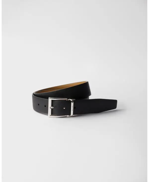 Prada Saffiano Leather Reversible Belt - Black