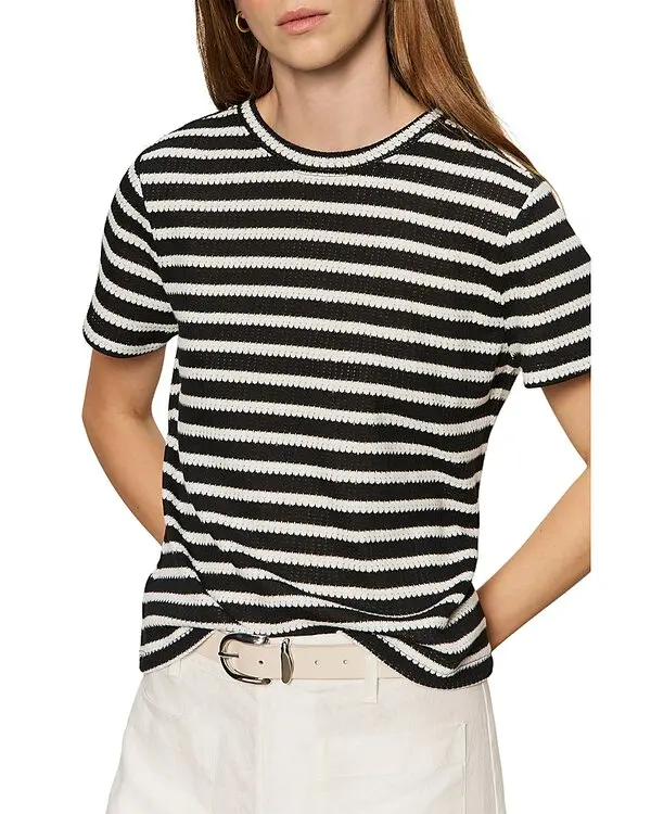Sanctuary Textured Striped Tee - Black Chalk